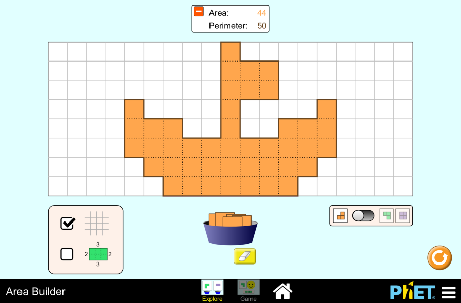 Area Builder - Area | Perimeter | Fractional areas - PhET Interactive ...