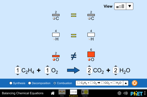 Phet Colorado Balancing Chemical Equations Game - Tessshebaylo
