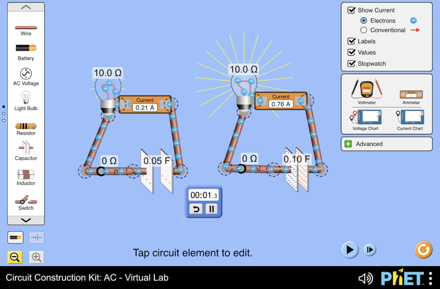 Stromkreise schalten: Wechselstrom - Virtuelles Labor - RLC Stromkreis ...