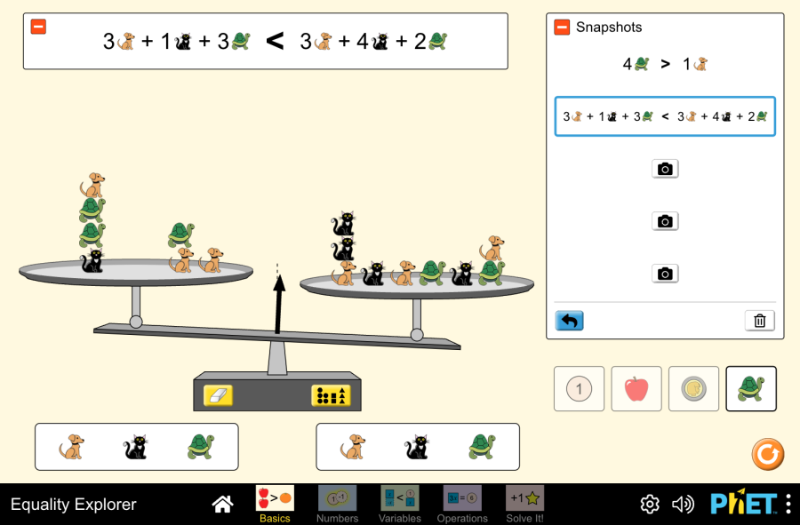 Průzkumník rovnosti - Solving Equations, Inequalities, Inverse Operations - PhET
